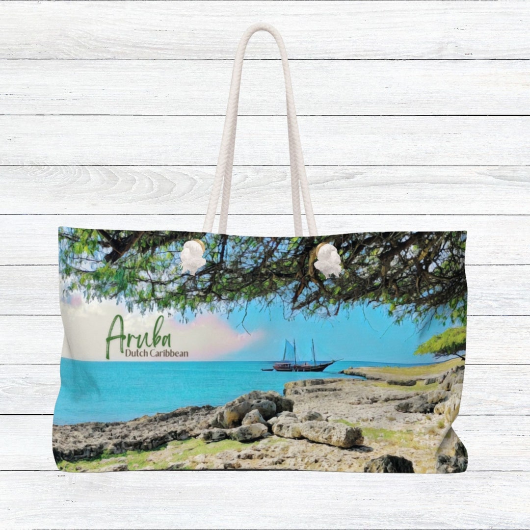 Original Aruba Caribbean Beach Bag, Pirate Ship Nautical Shoulder Bag ...