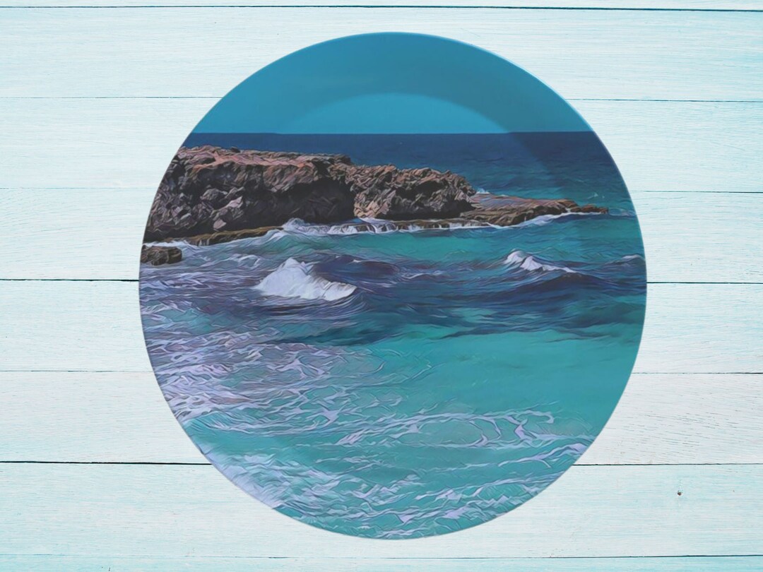 Set of 7.5 " Plastic Caribbean Sea Plates, Made in UK, Tropical Party ...