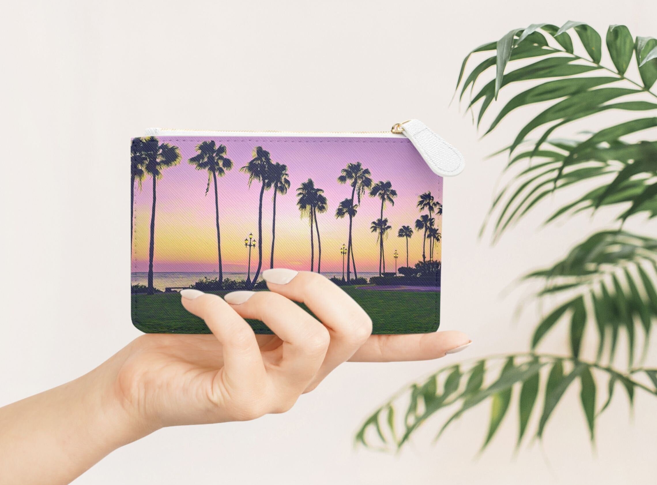 Palm Tree Sunset Clutch Bag, Aruba Caribbean Beach Purse, Vegan Faux ...