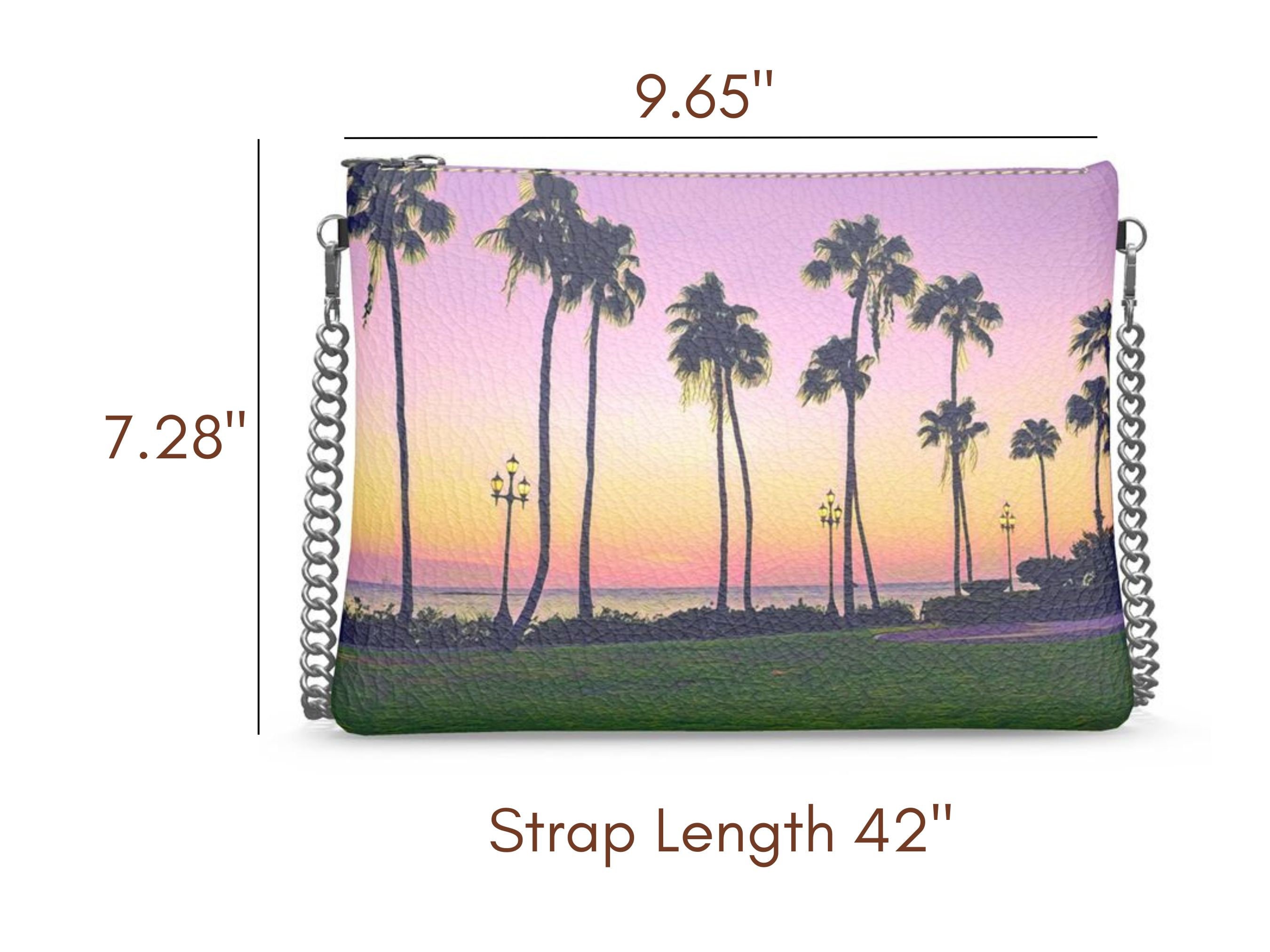 9 X 8 Crossbody Vegan Leather Purse, Palm Tree Clutch Bag, Faux Suede ...
