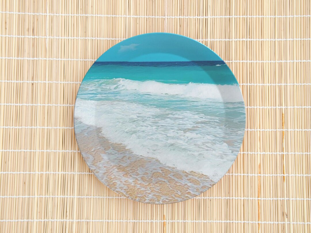 Set of 7.5 " Beach Plastic Plates, Made in UK, Tropical Party Decor ...