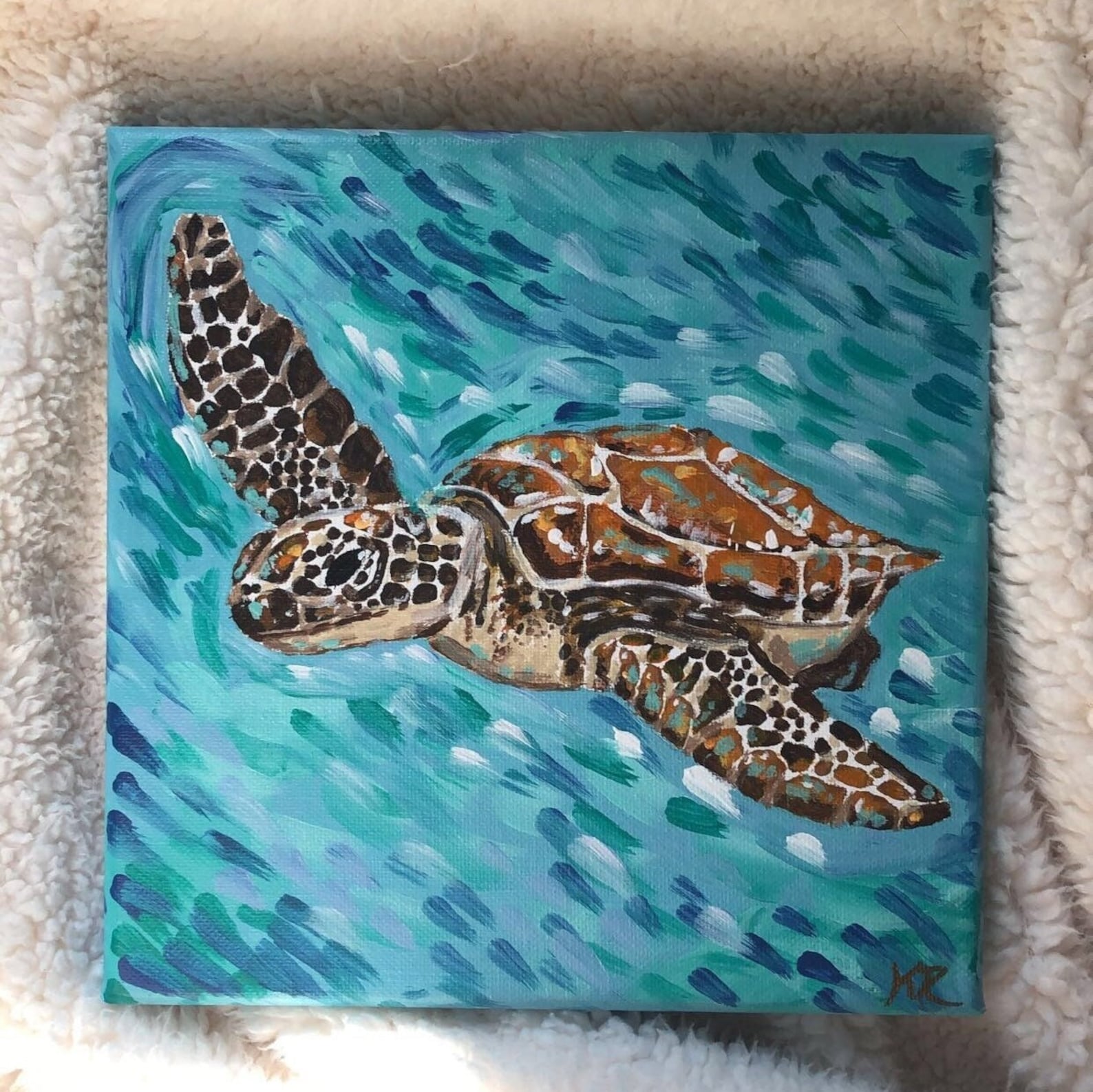 Original Sea Turtle Acrylic Painting - Etsy