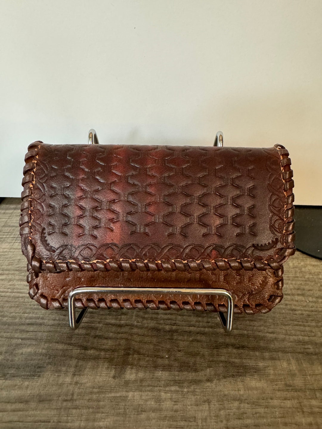 Custom Handmade Leather Mini Trucker Wallet for Men: 2 Slots, Zipper ...