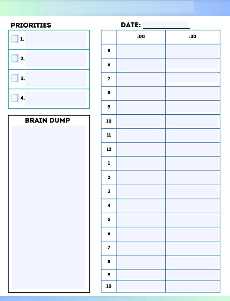 Timebox Template | Daily Time Management Planner Digital Download ...