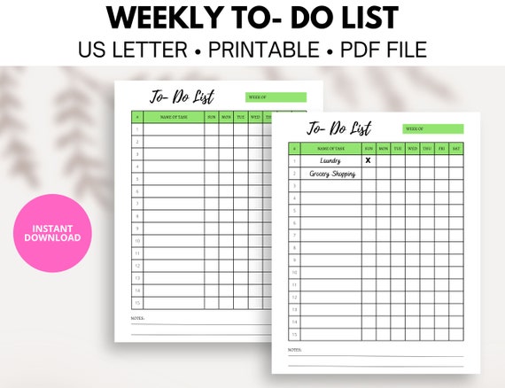 Printable to Do List - Etsy