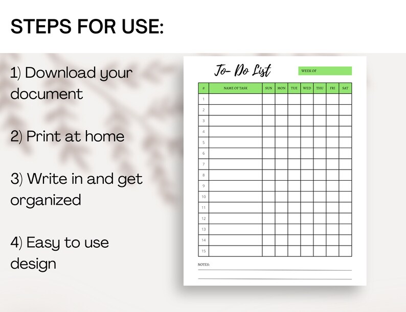 Printable to Do List - Etsy