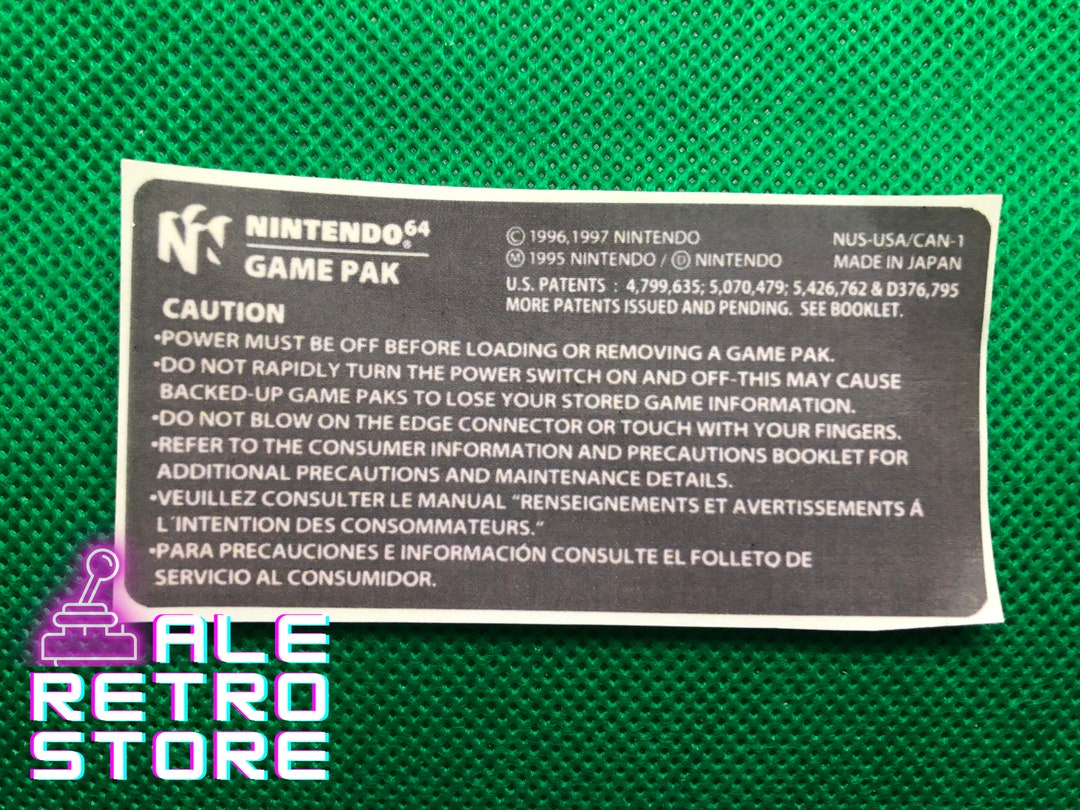 Rear Back Nintendo 64 Replacement Label Sticker Glossy Finish UNCUT - Etsy
