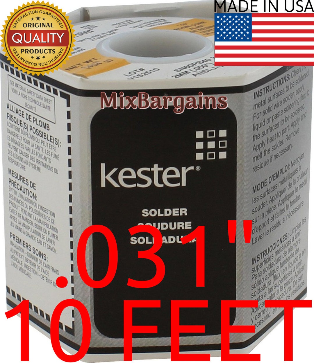 Genuine KESTER Solder 63/37, 0.031” (0.8mm) 3.3% Rosin Flux, 24-6337 ...