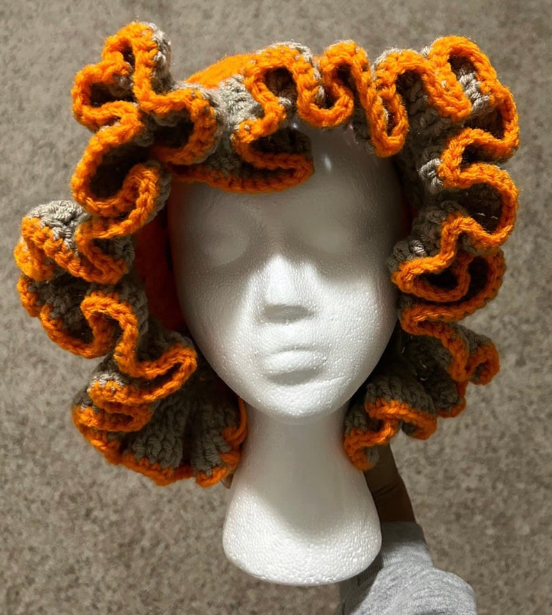 Dual Color Crochet Ruffle Hat - Etsy