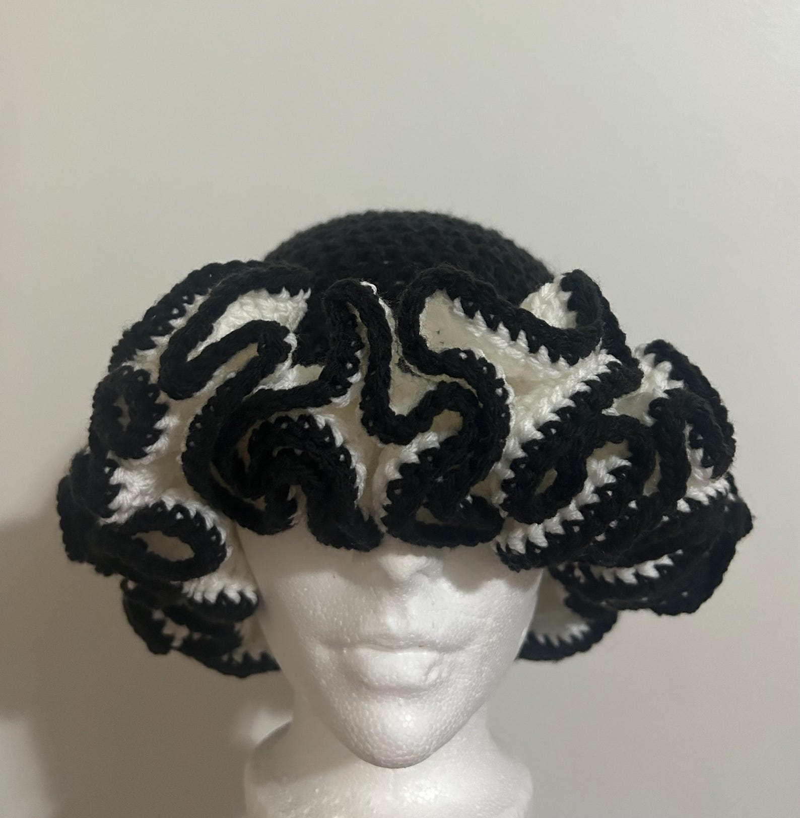 Dual Color Crochet Ruffle Hat - Etsy