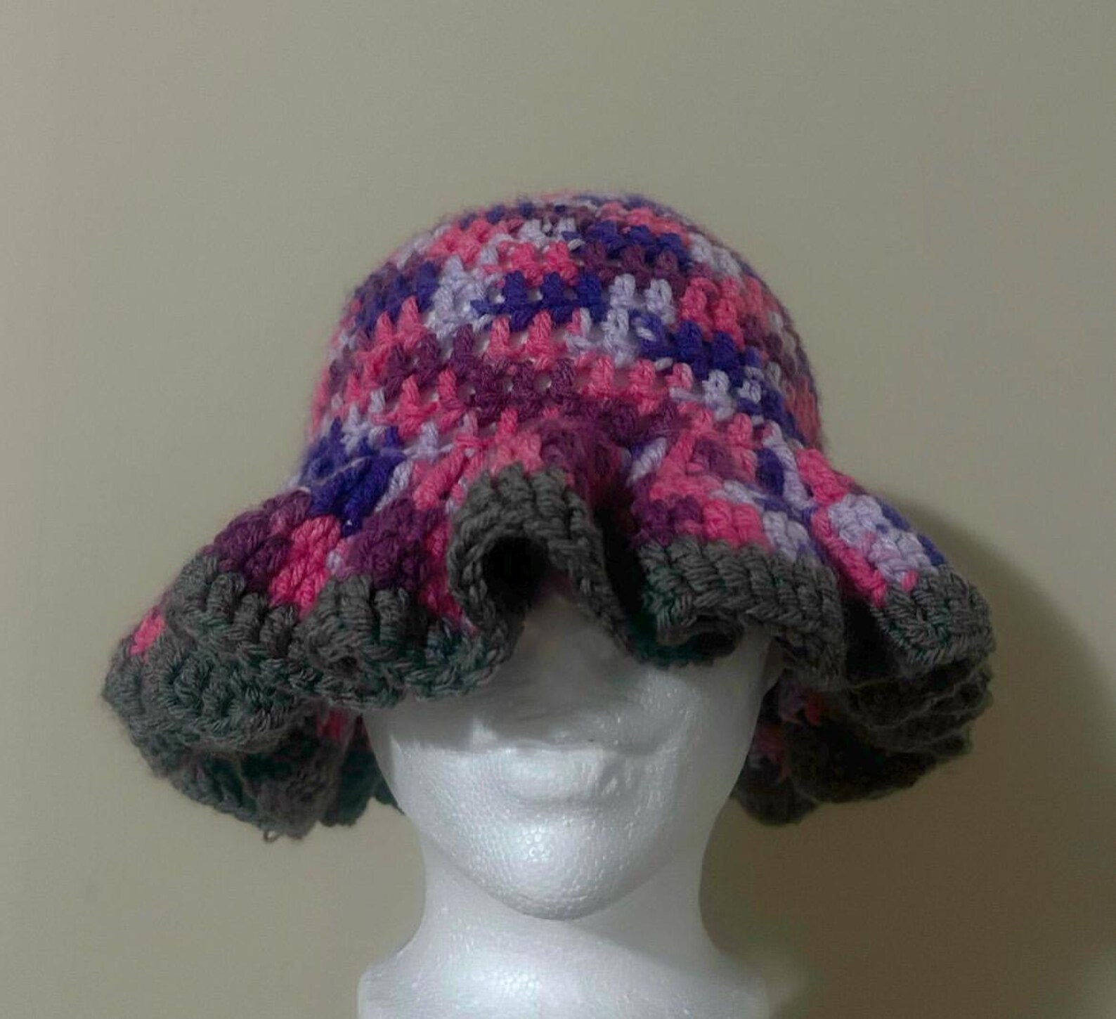 Dual Color Crochet Ruffle Hat - Etsy
