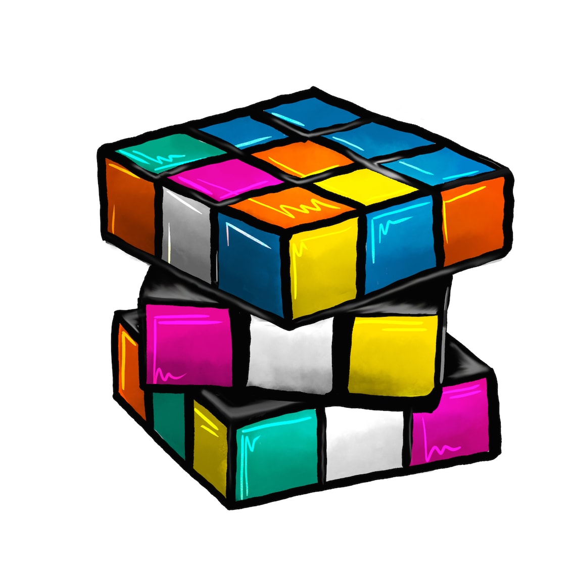 Twisted Puzzle Cube Clip Art - Etsy