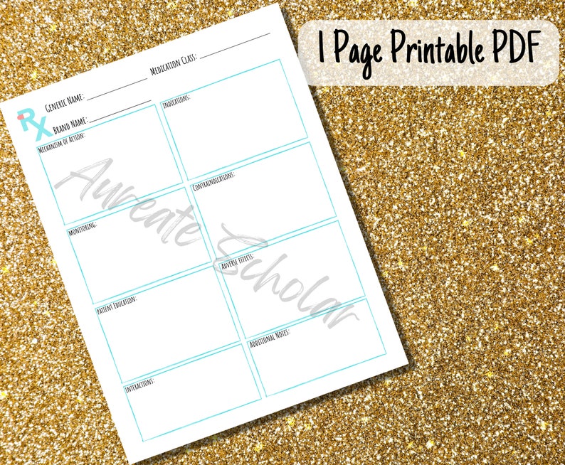 Printable Medication/pharmacology Notes Template - Etsy