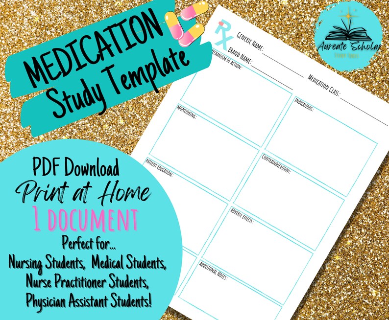 Printable Medication/pharmacology Notes Template - Etsy