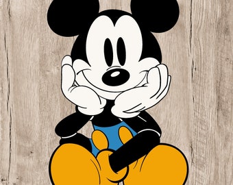 Sitting Mickey and Minnie Svg - Etsy Australia