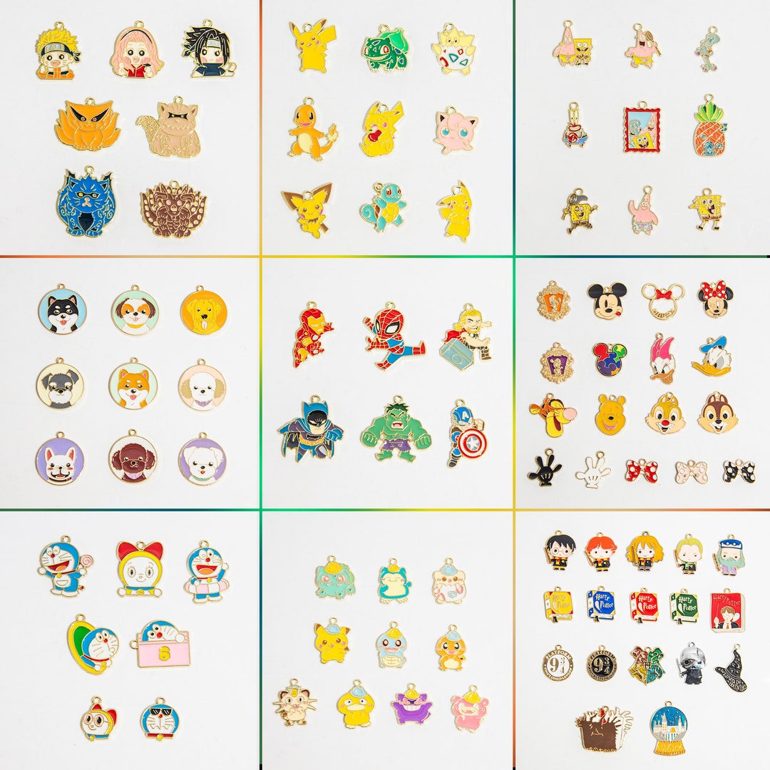 Cartoon Charms Set Assorted Style Gold Enamel Charms for DIY Jewelry ...