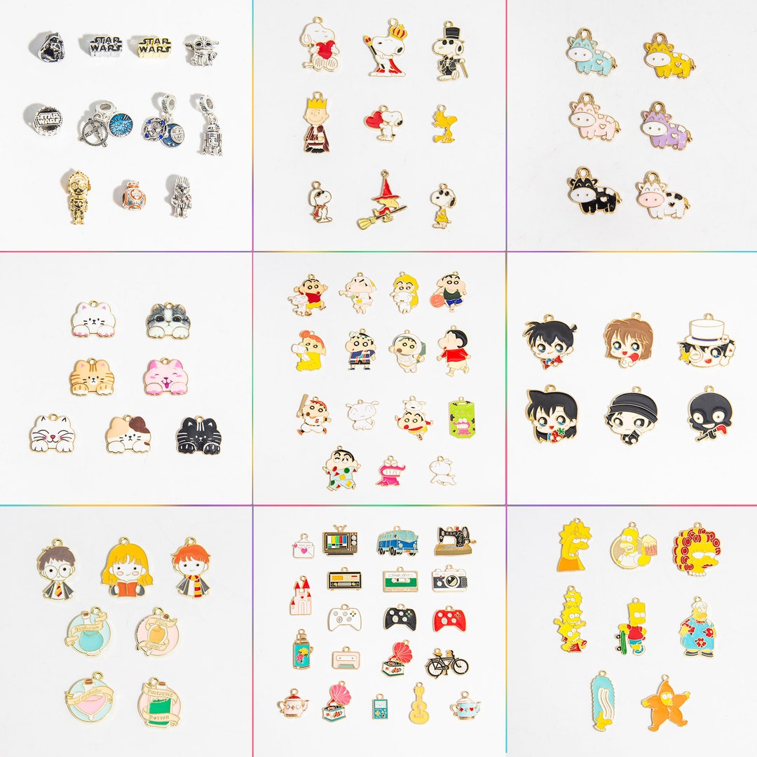 Cartoon Charms Set Assorted Style Gold Enamel Charms for DIY Jewelry ...