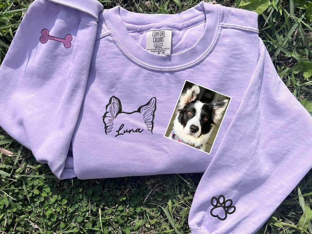 Dog Ear Sweatshirt Embroidered, Custom Dog Ear Sweatshirt With Dog Name ...