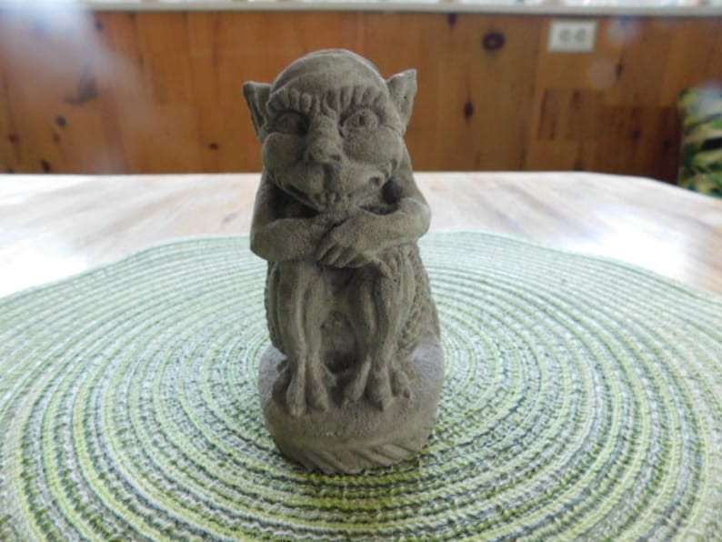 Concrete Sitting Gargoyle Statue - Etsy
