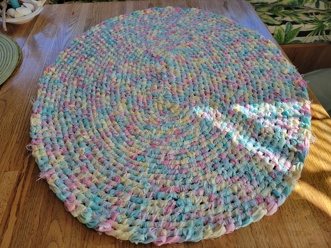 Amish Knot Rag Rug Rainbow Pastels - Etsy
