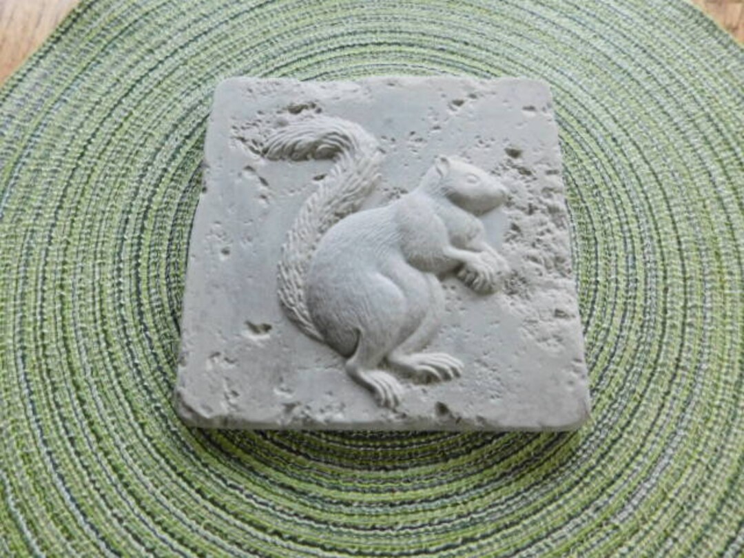 Concrete Squirrel Tile Statue Plaque 6x6 Inch - Etsy