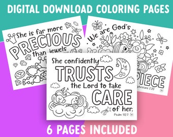 Summer Themed Bible Based Coloring Pages Activity for Kids Bible Verses ...