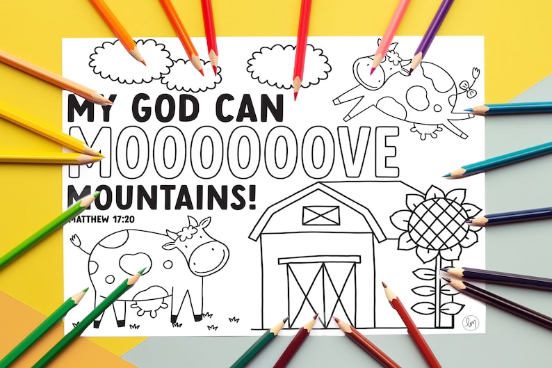 Kids Bible Based Coloring Pages Farm Theme - Digital Download Ready to ...