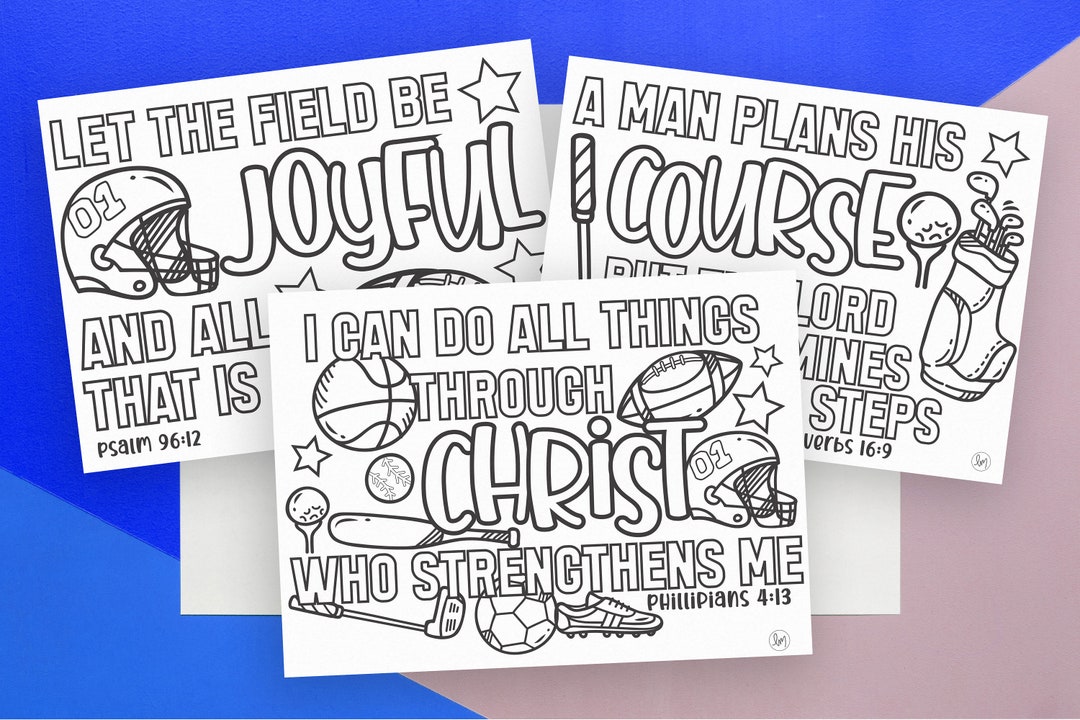 Sports Theme Bible Based Coloring Pages for Kids - Digital Download ...