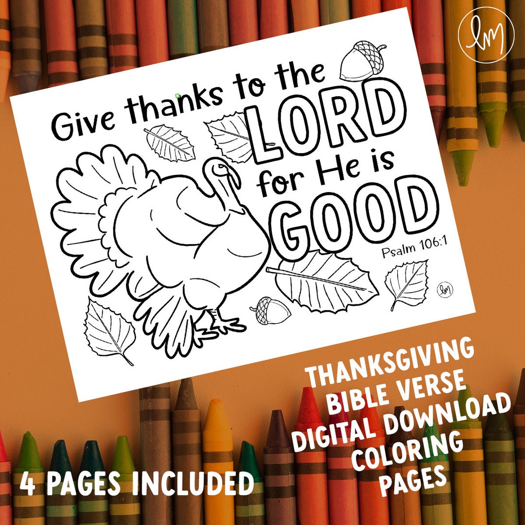 Thanksgiving Thankful Gratitude Bible Verse Themed Kids Digital ...