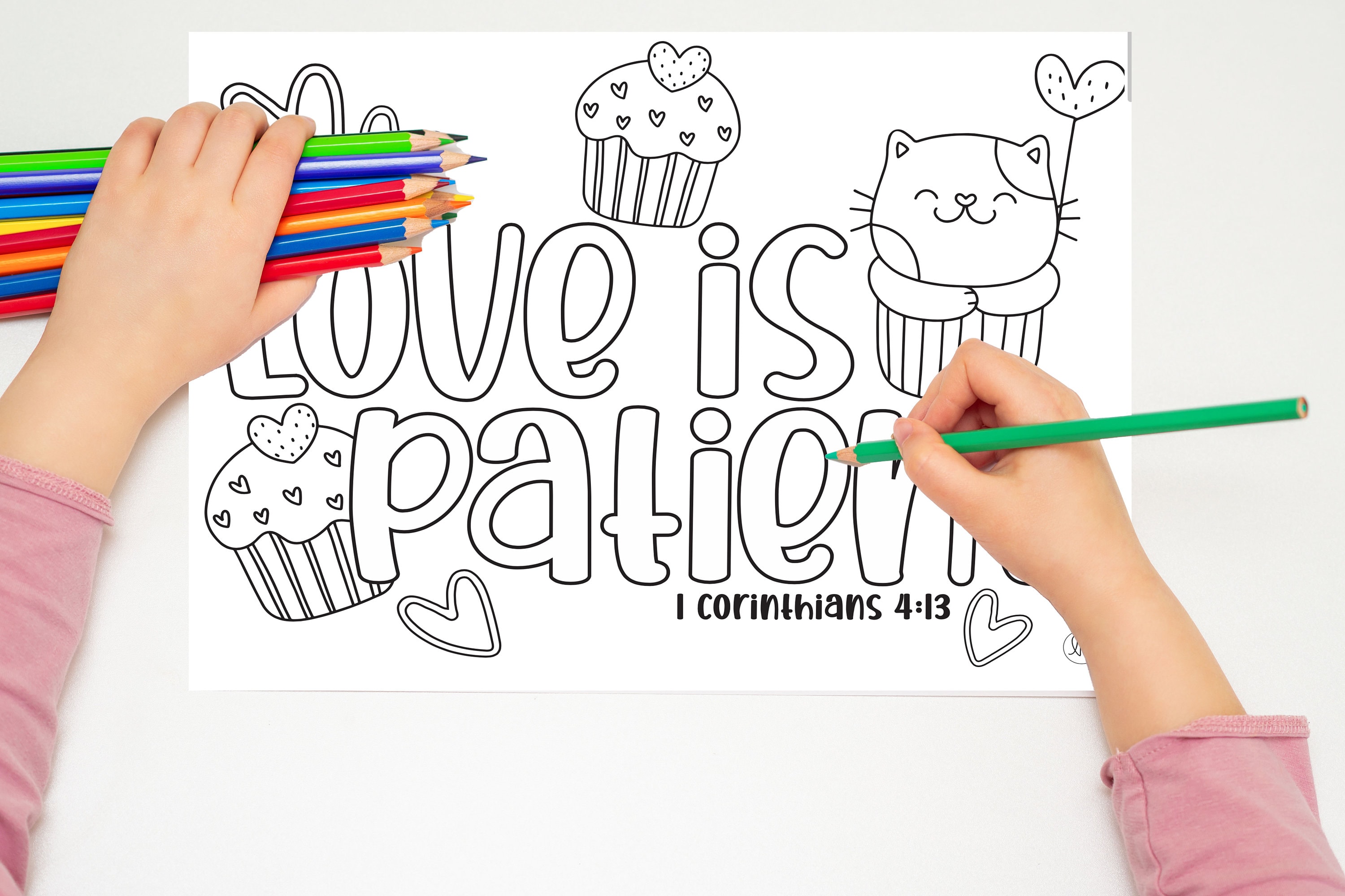 Love Bible Verse Coloring Pages for Kids- Digital Download - 8.5 X 11 ...