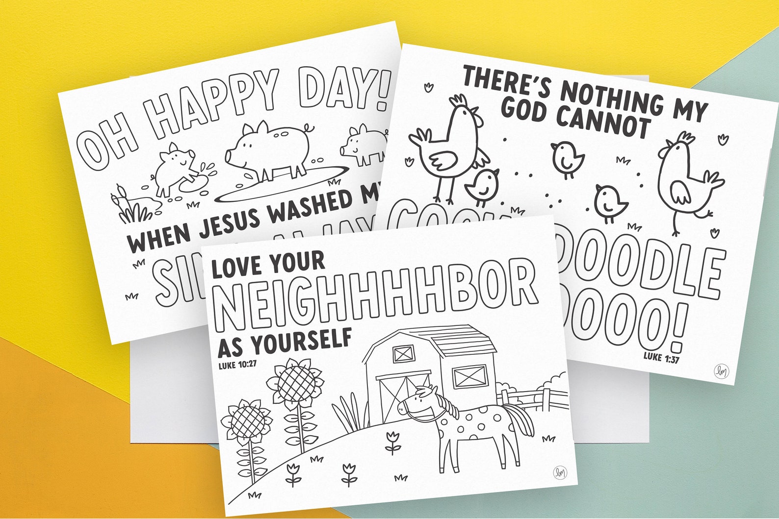 Kids Bible Based Coloring Pages Farm Theme - Digital Download Ready to ...