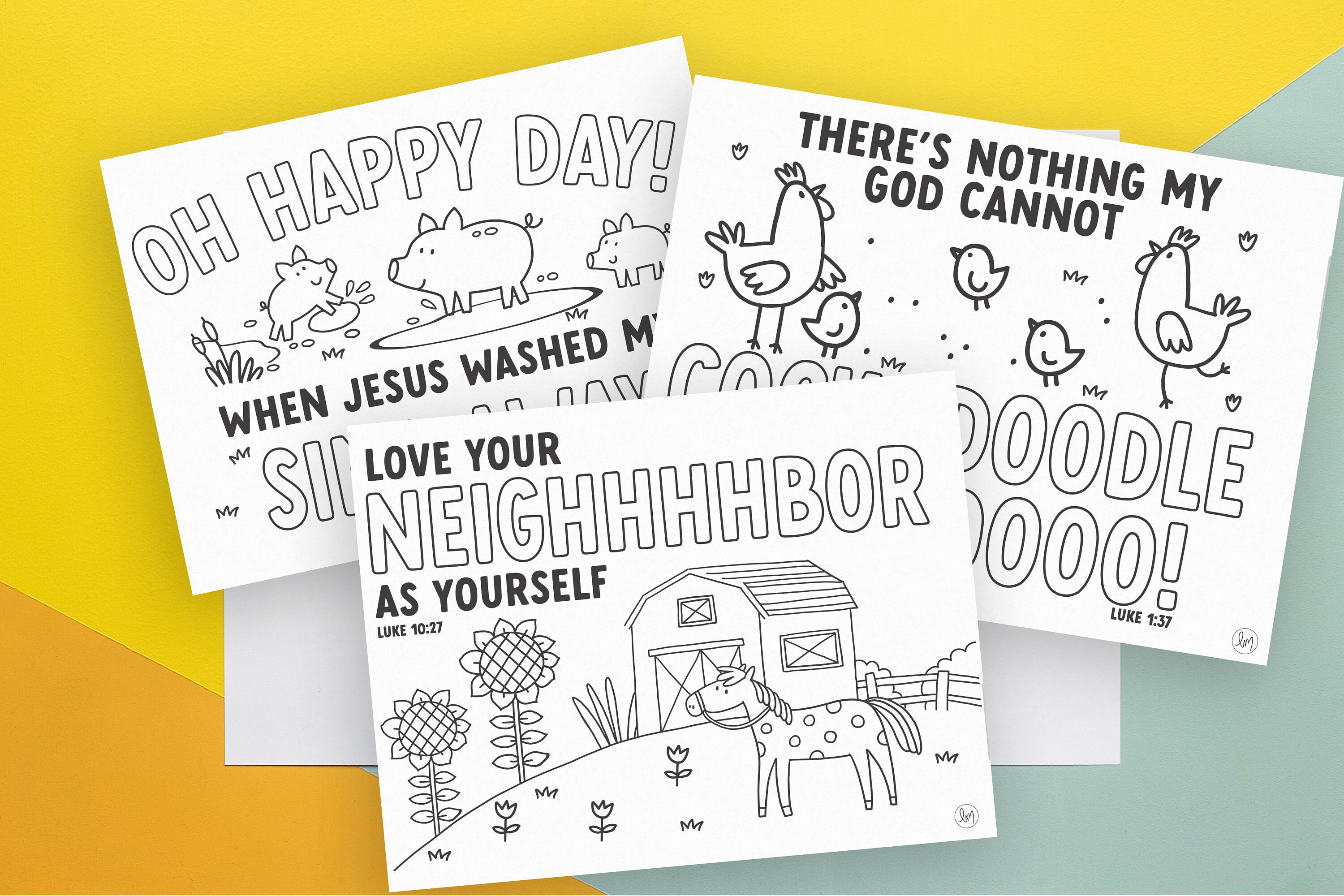 Kids Bible Based Coloring Pages Farm Theme - Digital Download Ready to ...