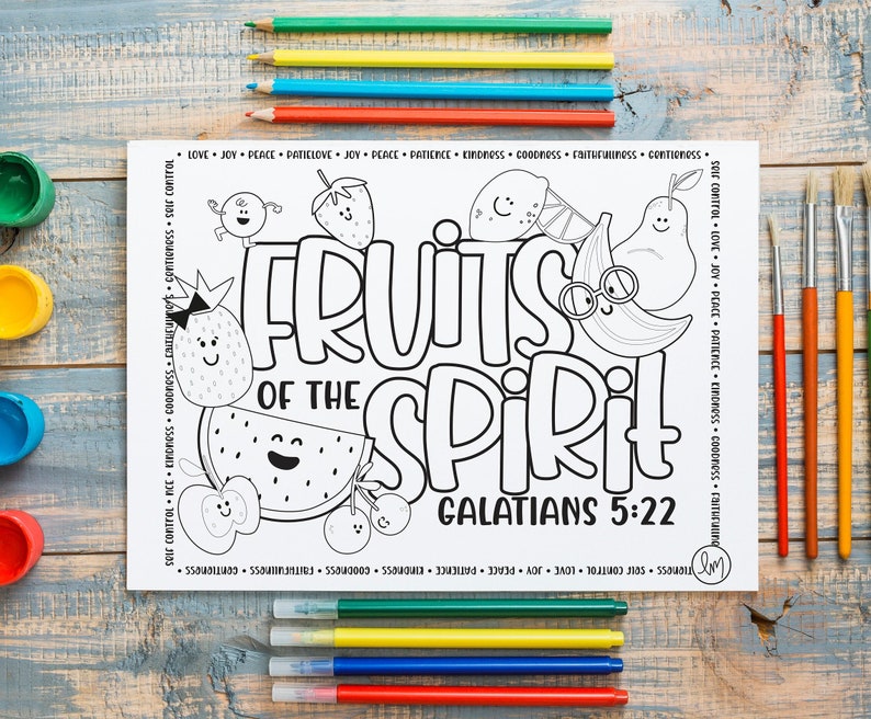 Fruit of the Spirit Coloring Pages - Digital Download - Ready to Print ...