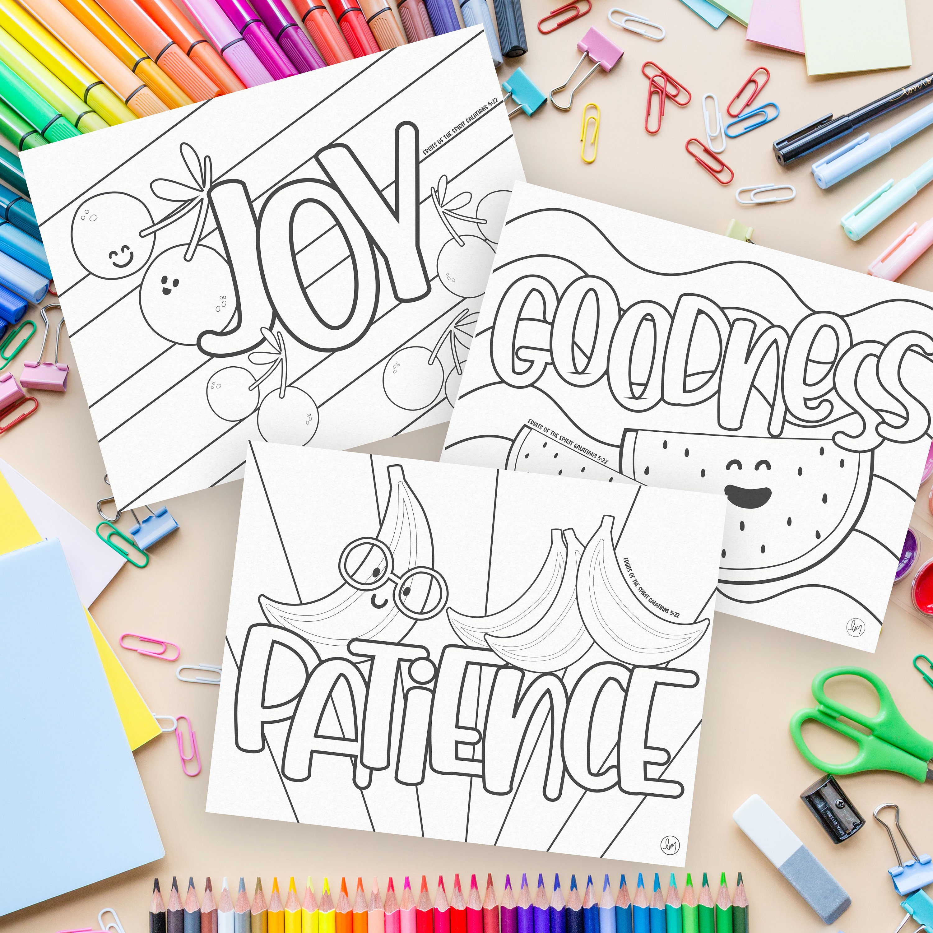 Fruit of the Spirit Coloring Pages - Digital Download - Ready to Print ...
