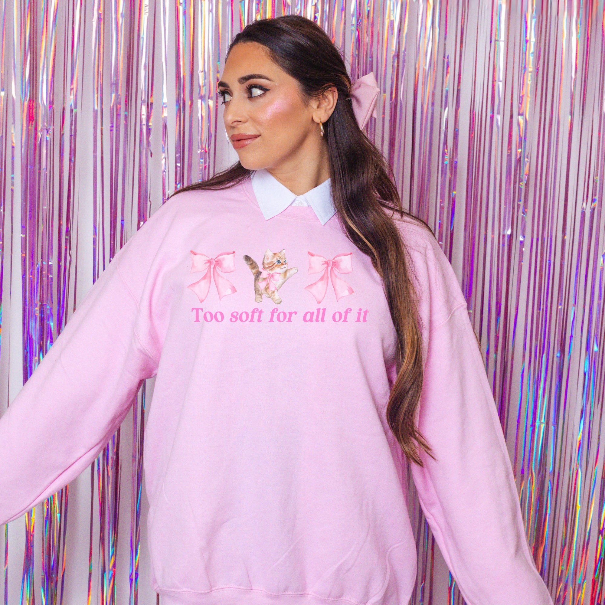 Too Soft for All of It Crewneck, Coquette Aesthetic, Soft Girl ...