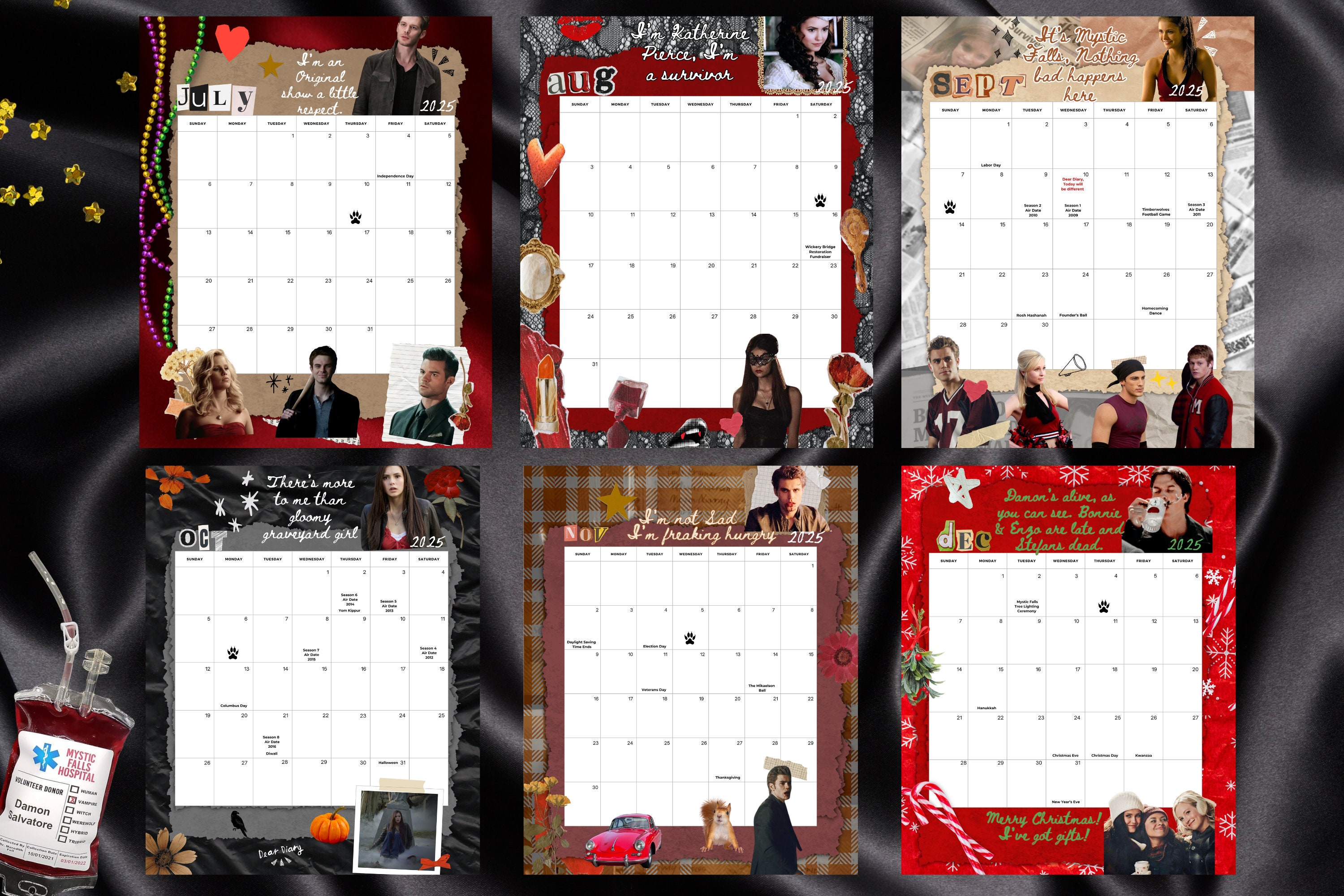 TVD Calendar, TVD Fan Gift, TVD Fans, Vampire Gift, Tvd Merch, Team ...