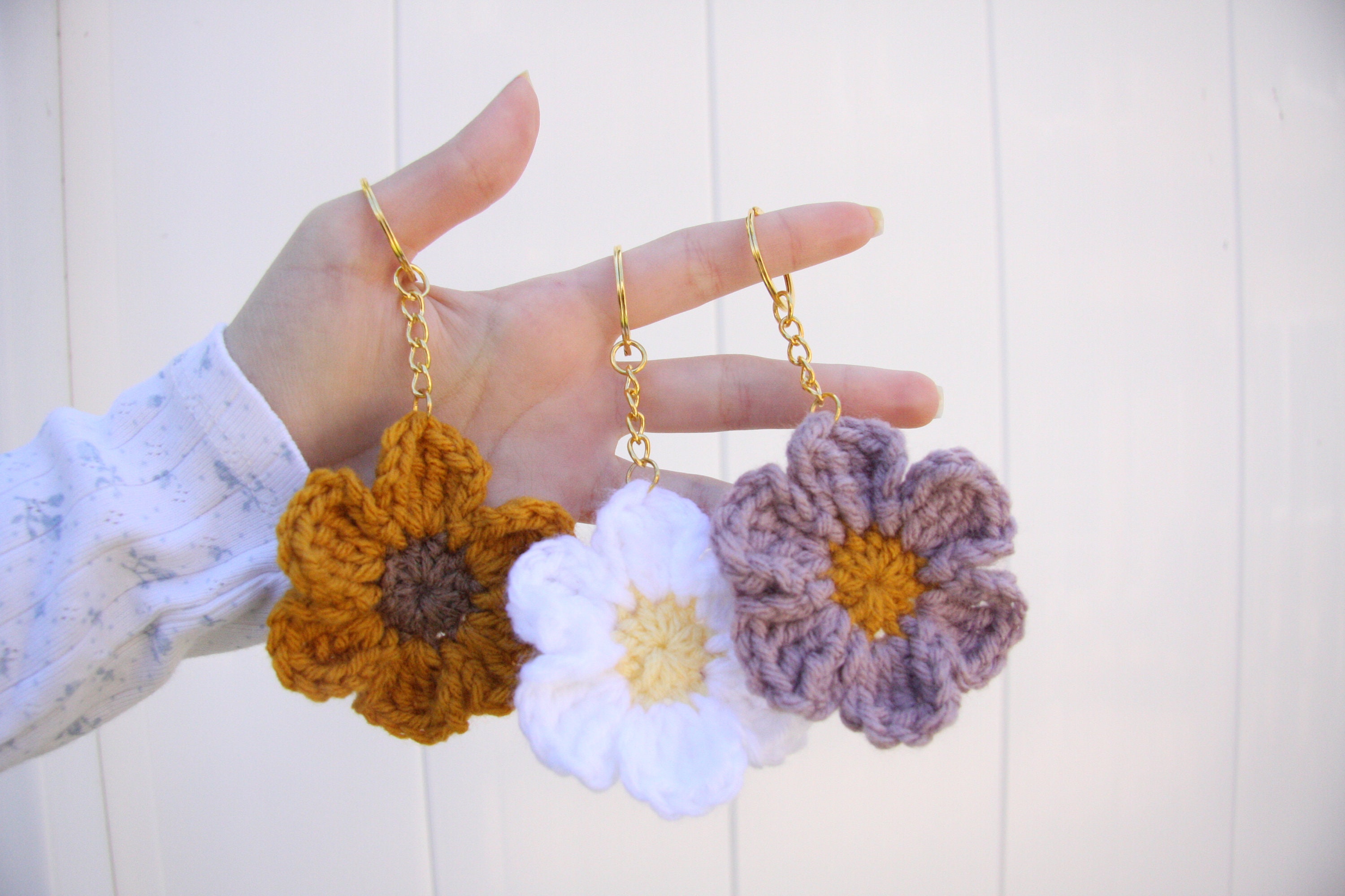 Crochet Flower Keychains | Handmade - Etsy