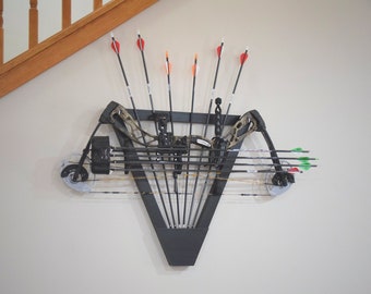 The Adjustable Bow Rack | Walnut Compound Bow Wall Holder W/ Click ...