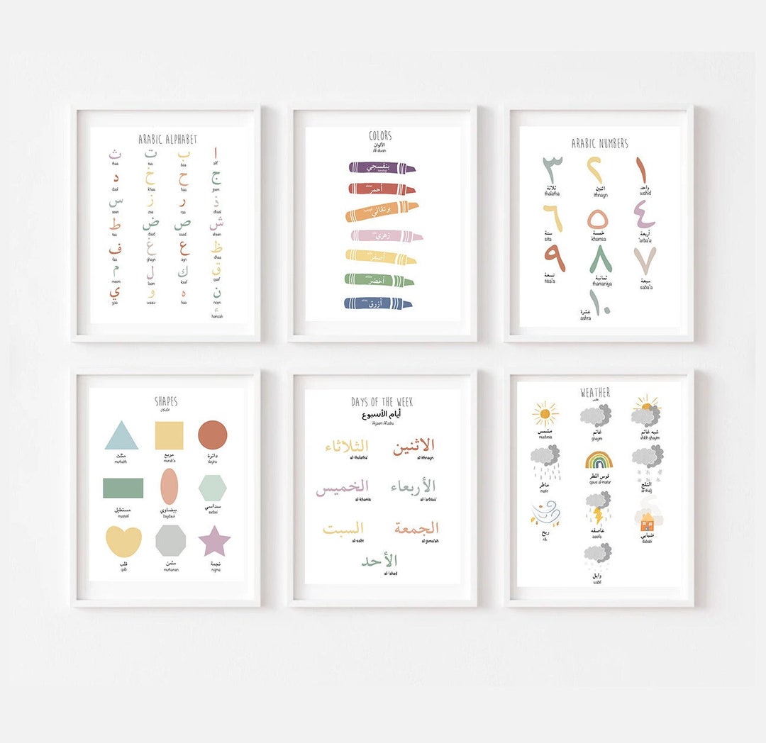 Colorful Arabic Learning Posters | Nursery Decor | Educational Wall Art ...