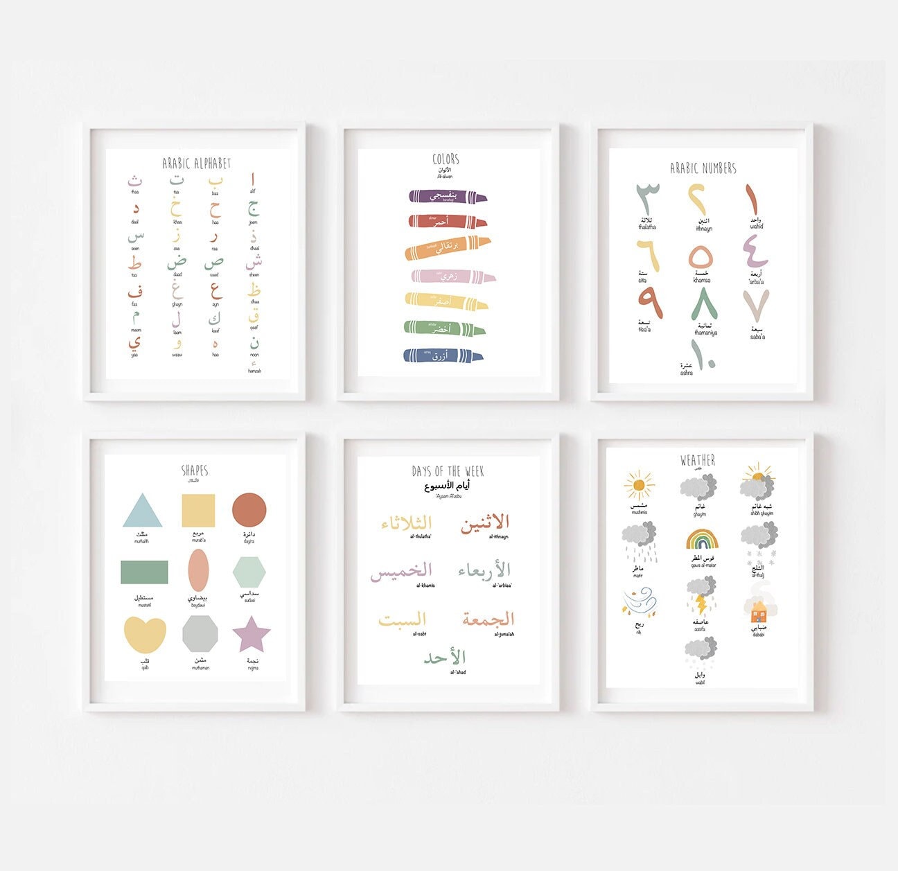 Colorful Arabic Learning Posters Nursery Decor Educational - Etsy