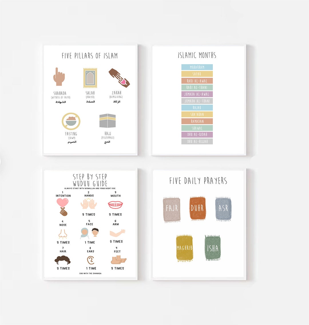Educational Islamic Art Set | Classroom Decor Artwork | Set of 4 ...