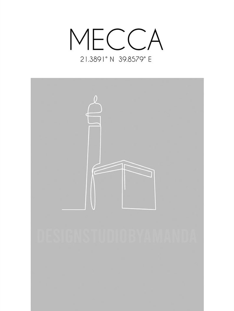 Mecca Islamic Print Set of 3 Posters Minimal Islamic Wall - Etsy