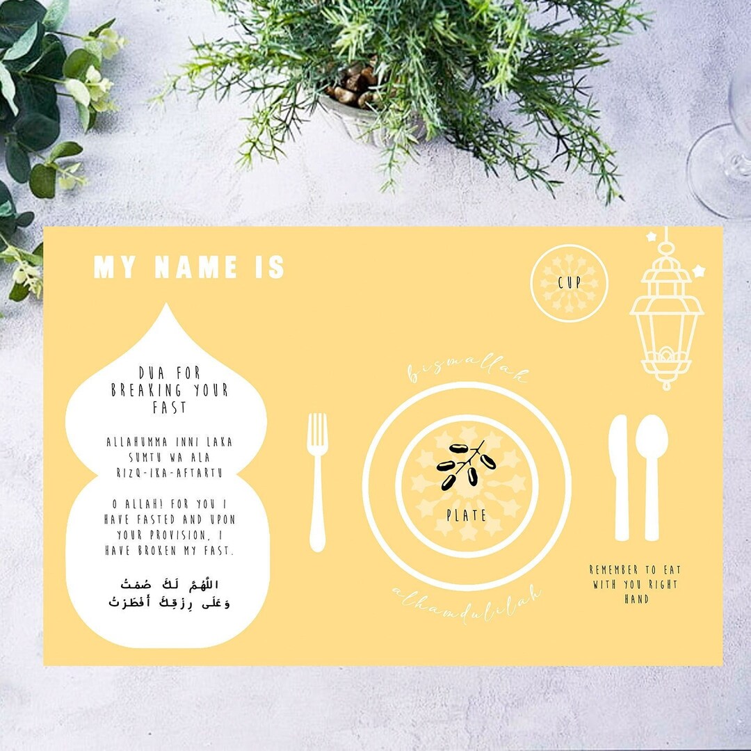 Ramadan Placemat for Kids | Ramadan Dua | Islamic Art | Islamic ...