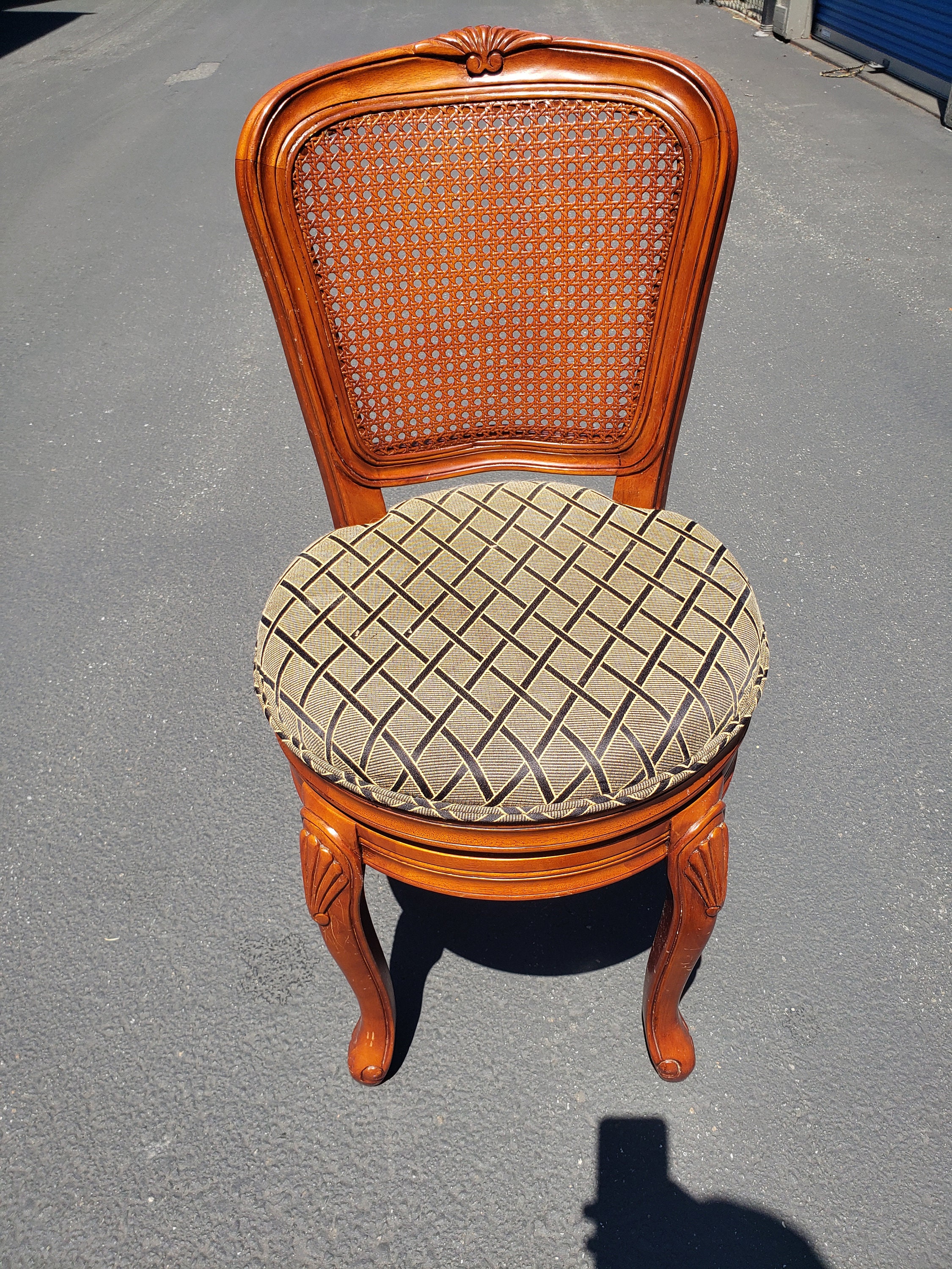Vintage French Style Caned Back Swivel Chair - Etsy