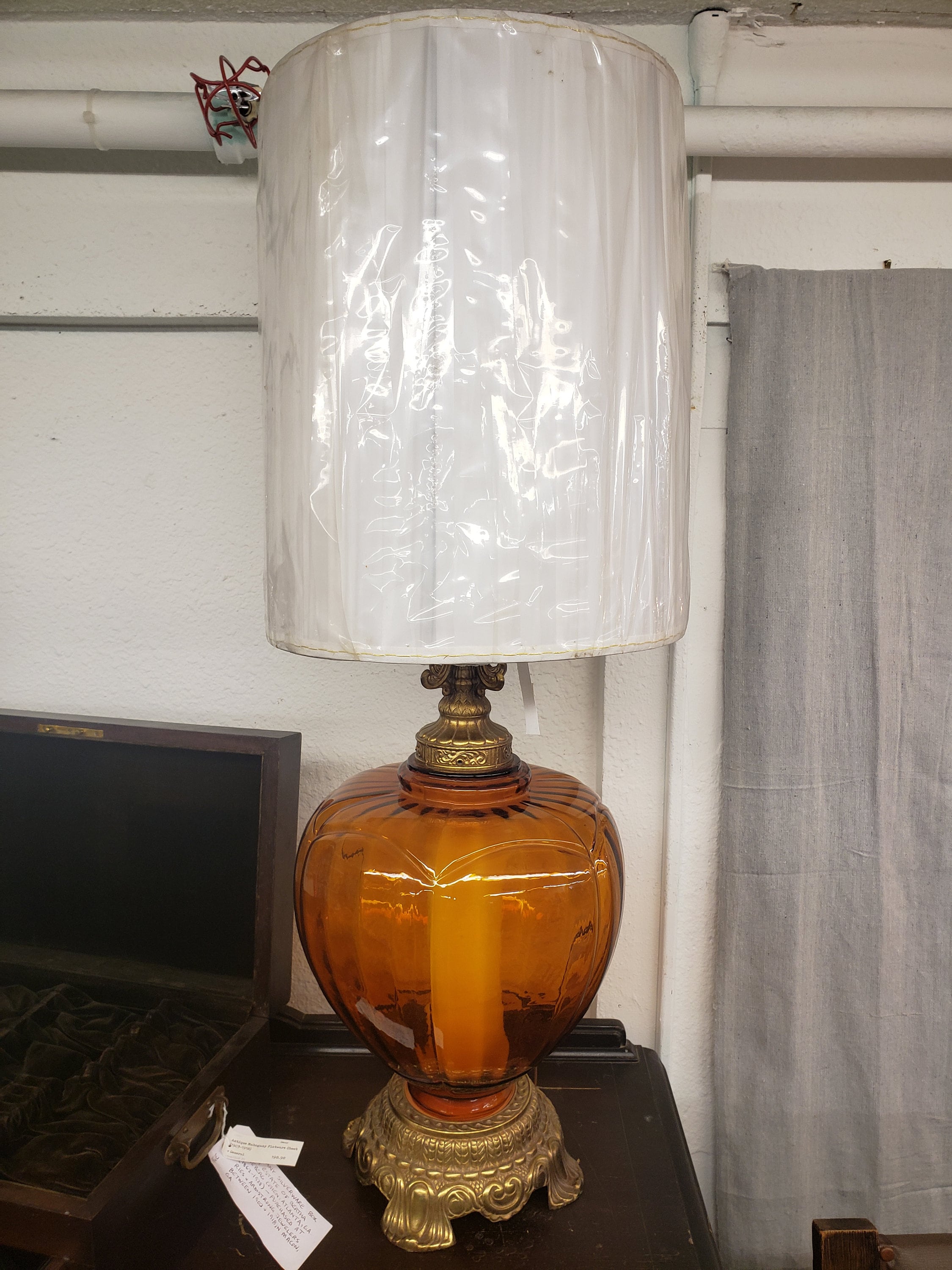 MCM Amber Glass 3-way Globe Table Lamp EF&EF Industries - Etsy