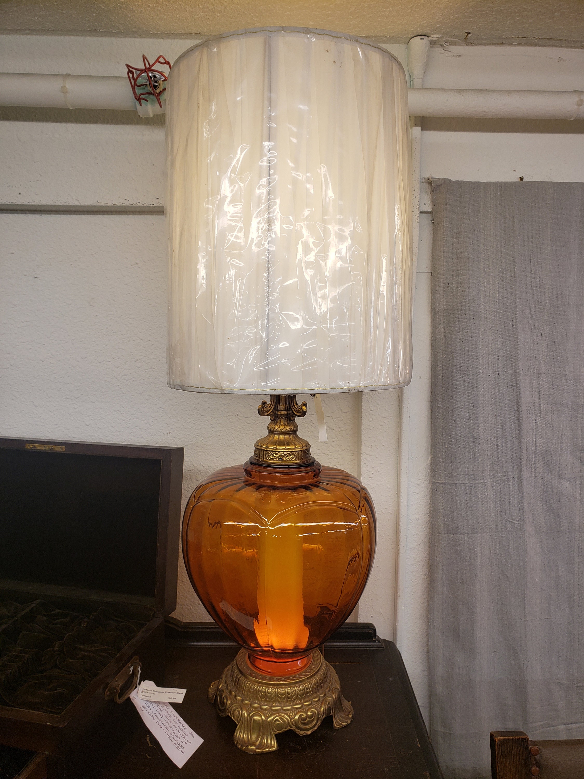 MCM Amber Glass 3-way Globe Table Lamp EF&EF Industries - Etsy