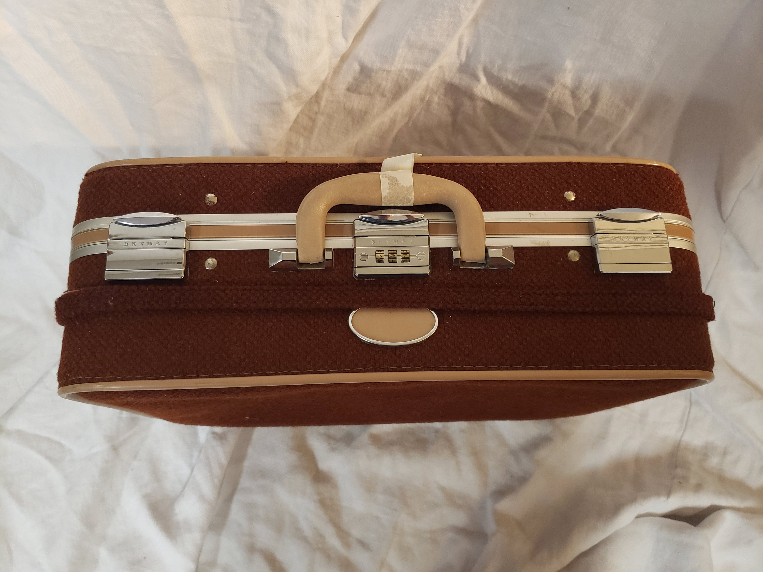 Vintage 1970's Skyway Brown Tweed Small Suitcase With Wheels - Etsy