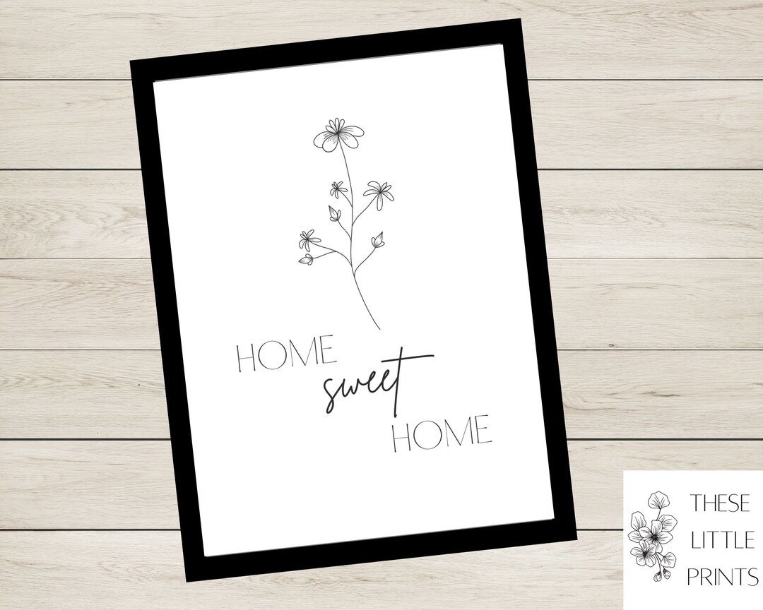 Single Flower Printable Wall Decor, Wall Art, Minimalist Home Sweet ...