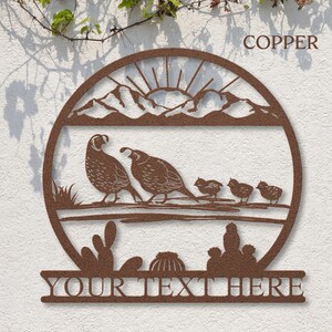 Personalized Quail Sign, Customizable Metal Wall Art, Desert Quail ...