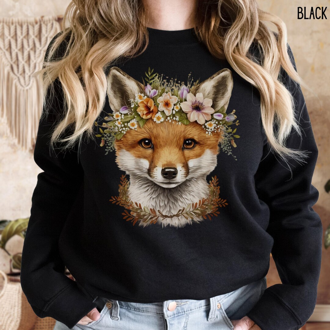 Fox Shirt Cute Forestcore Animal Sweatshirt Cottagecore Fox Lover Shirt ...